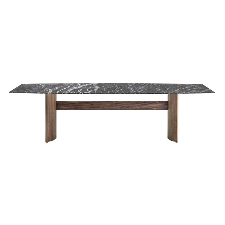 Porada Beam Rock Dining Table – Modern Walnut Beam Base with Porcelain ...