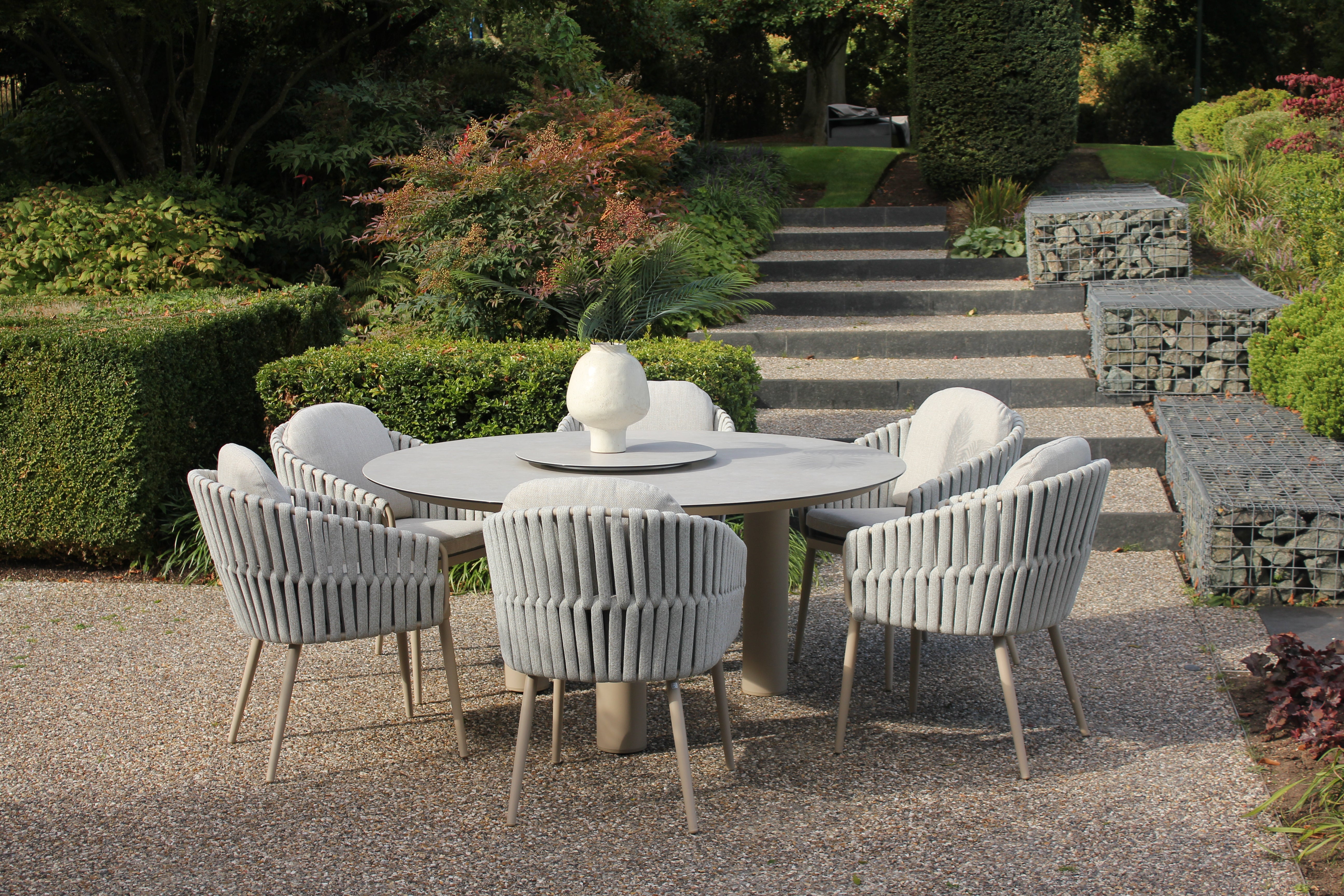 4 Seasons Outdoor Eva 6 Seat with Donato 160cm Round Ceramic Dining ...