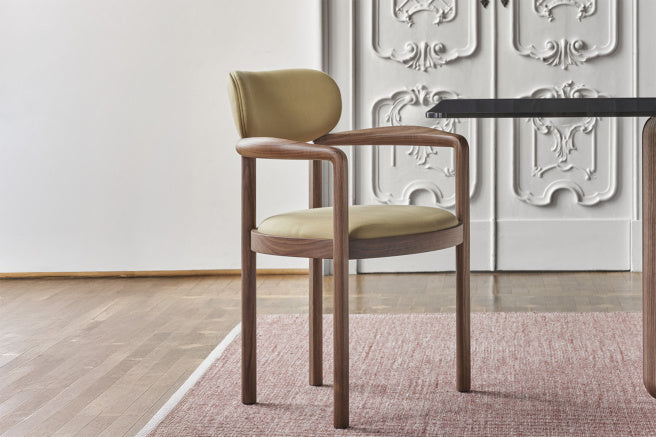 Porada Dione Dining Chair by D. Dolcini | Italian Walnut with Curved ...